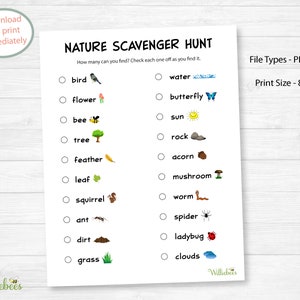 Nature Scavenger Hunt Game for Kids, Outdoor Activity, Educational ...