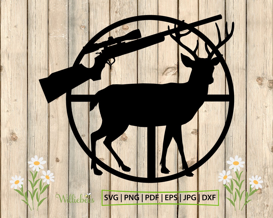 Deer Hunting Frame SVG, Buck Image, Rifle and Scope, Deer Silhouette ...