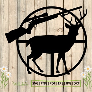 Deer Hunting Frame SVG, Buck Image, Rifle and Scope, Deer Silhouette ...