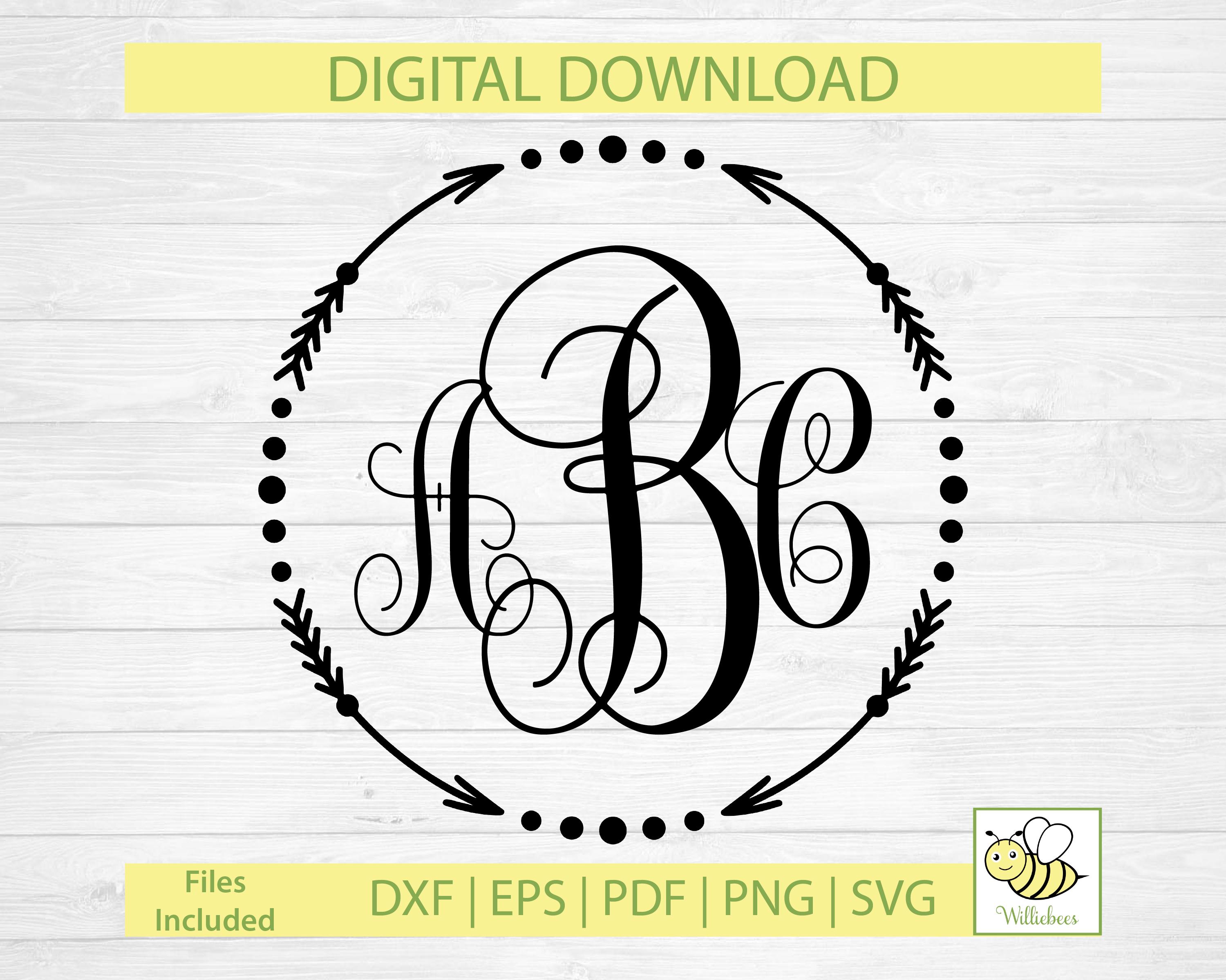 Circle Monogram Frame SVG, Arrow Circle Monogram SVG, Arrow Monogram ...