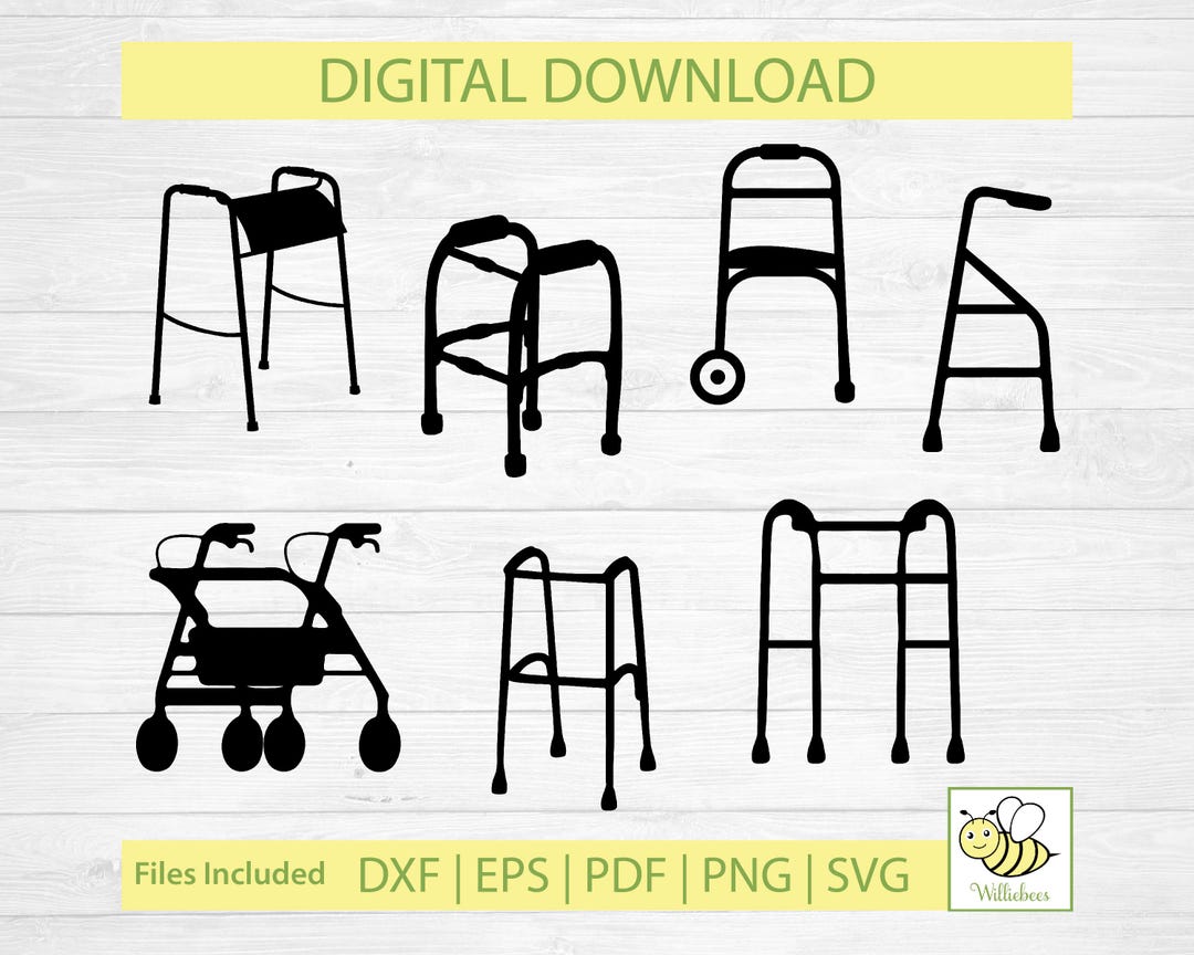 Medical Walker SVG, Elderly Walker, Rollators SVG, Walker for Senior ...