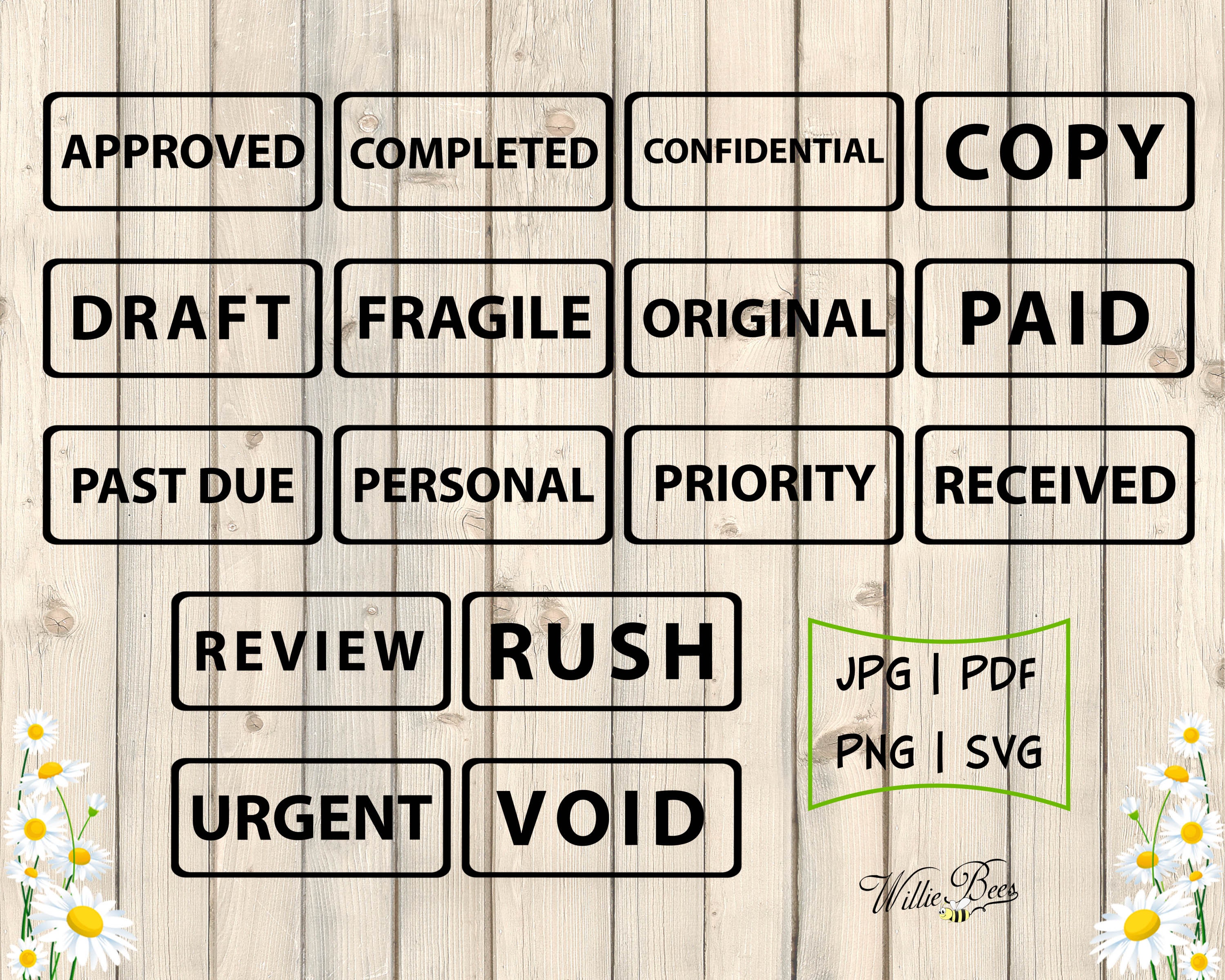 Rubber Stamp Vector Stamp Stencil SVG Office Stamps | Etsy