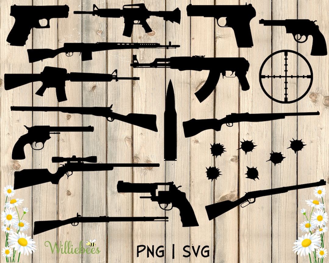 Firearms SVG Clipart, Guns SVG, Kill Weapons, Hunting Weapons, Handgun ...
