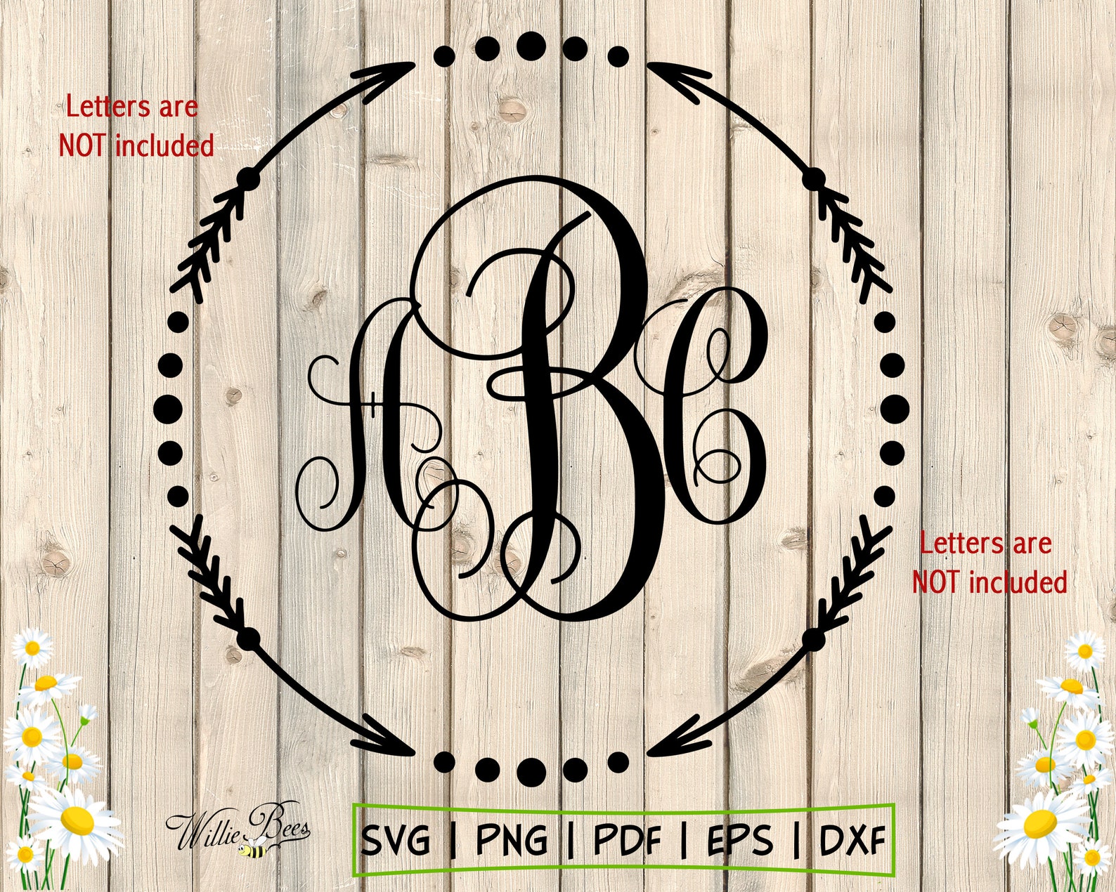 Circle Monogram Frame SVG Arrow Circle Monogram SVG Arrow | Etsy