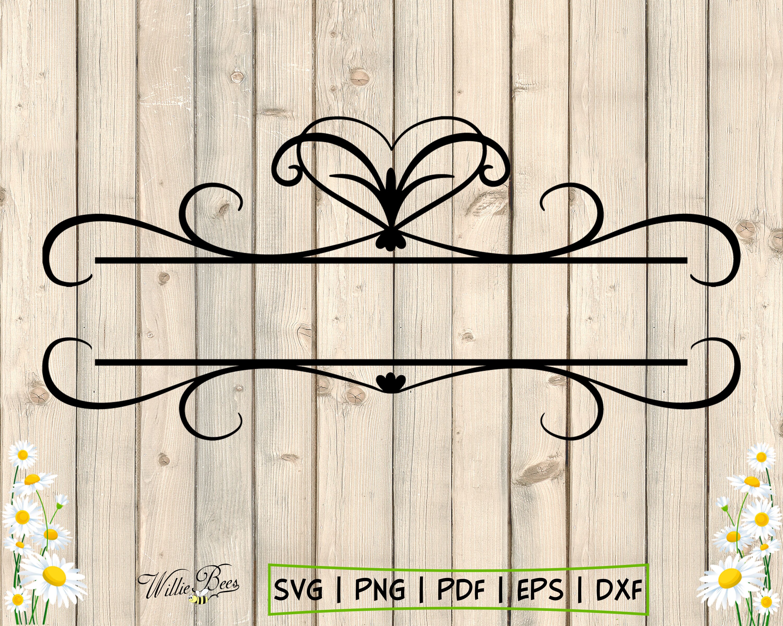 Split Flourish Monogram Mailbox Sign Split Monogram Frame | Etsy