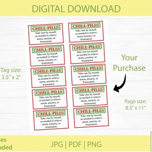 Chill Pills Candy Bag Topper, Gift Tags, Holiday Treat Bags, Gag Gift ...