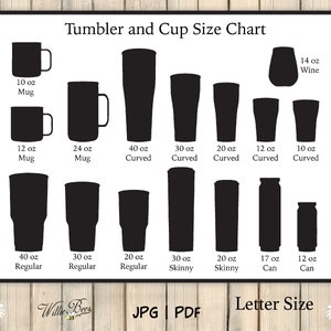 Tumbler Cup Size Clipart Chart Tumbler List Cup Sizes Wine - Etsy