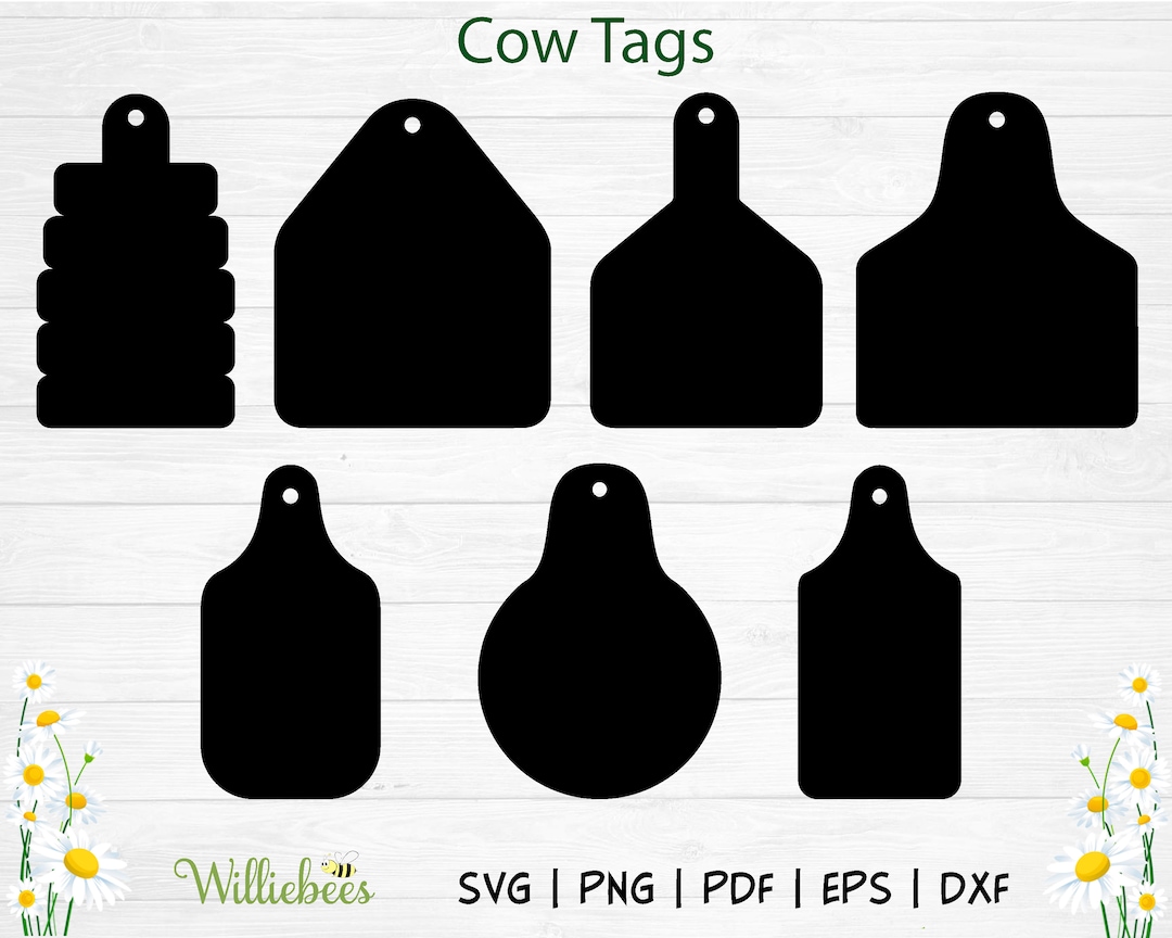 Cow Ear Tags SVG, Earring Templates, Bull Tags, Cattle Ear Tag, Western ...