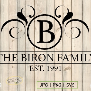 Custom Family Name Sign SVG, Personalized Monogram Name, Established ...