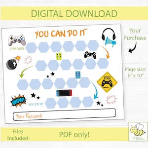 Printable Video Game Reward Chart, Gamer Behavior Chart, Gaming Routine ...