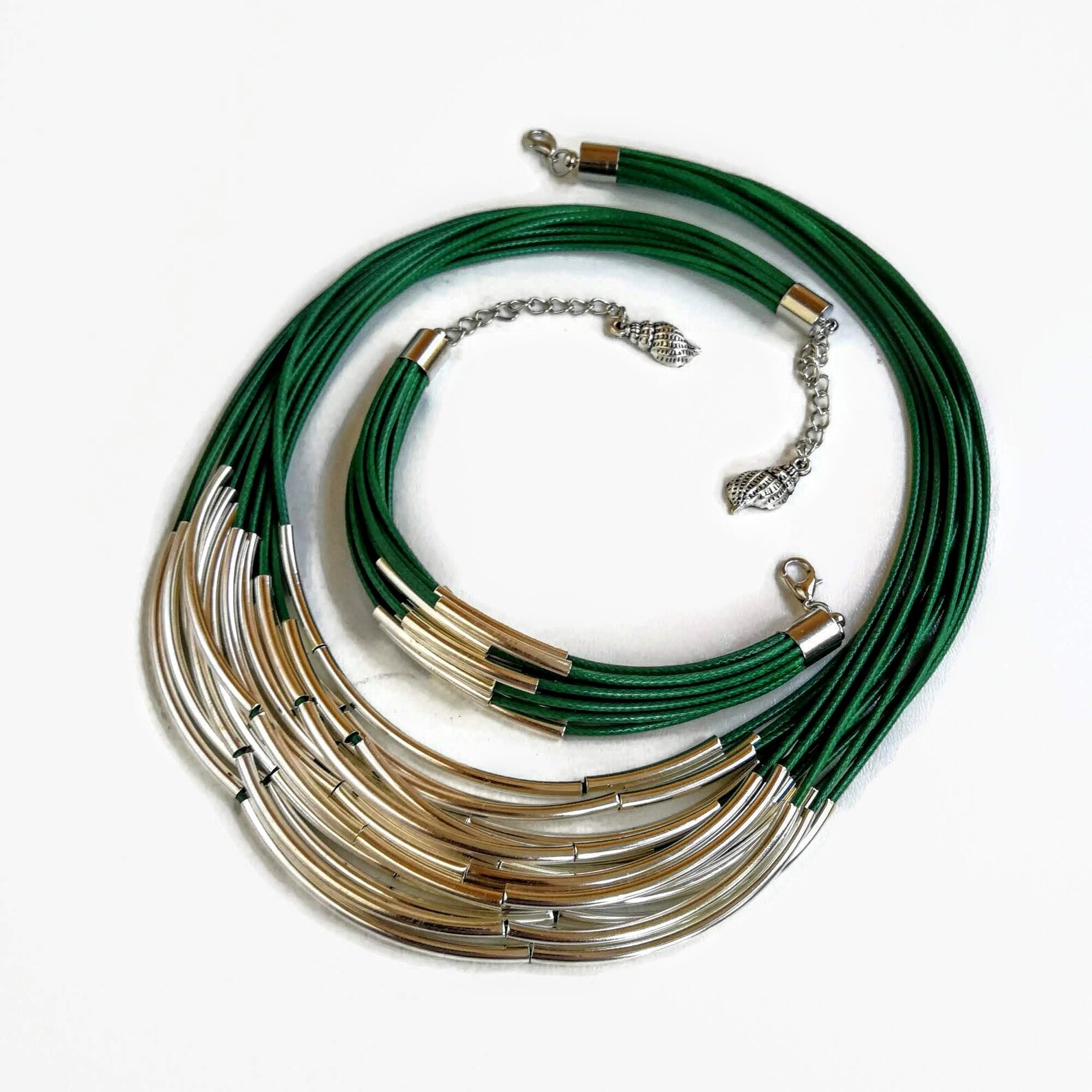 Forest Green Multistrand Jewelry Set of Necklace Bracelet - Etsy