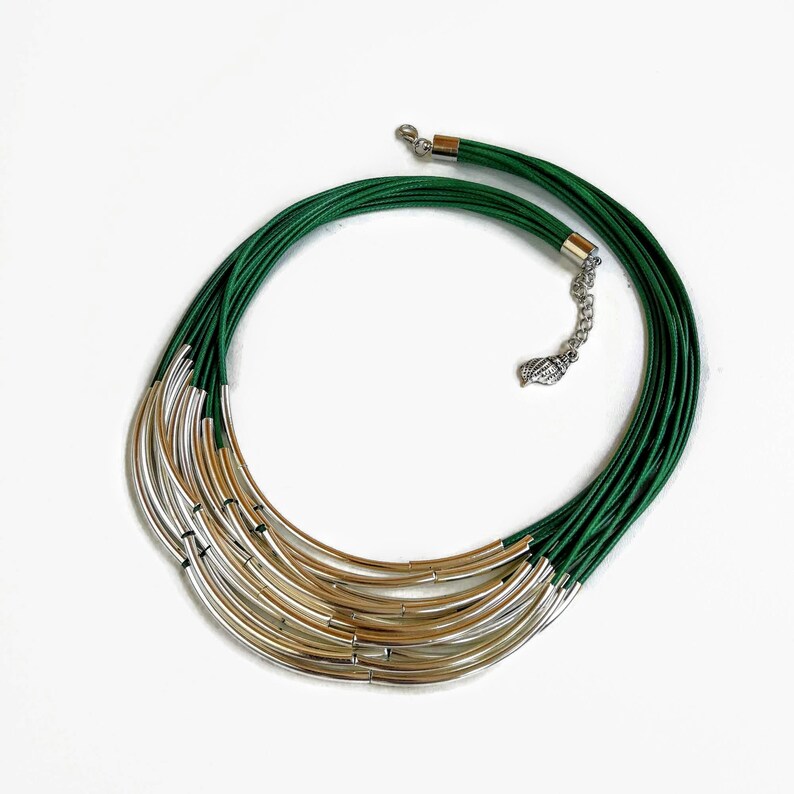 Forest Green Multistrand Jewelry Set of Necklace Bracelet - Etsy