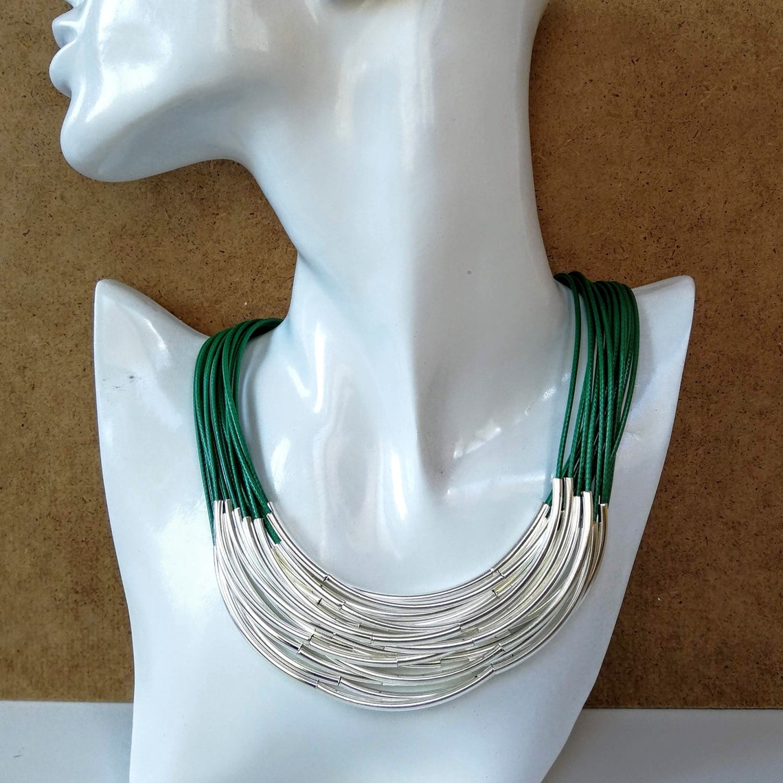 Forest Green Multistrand Jewelry Set of Necklace Bracelet - Etsy