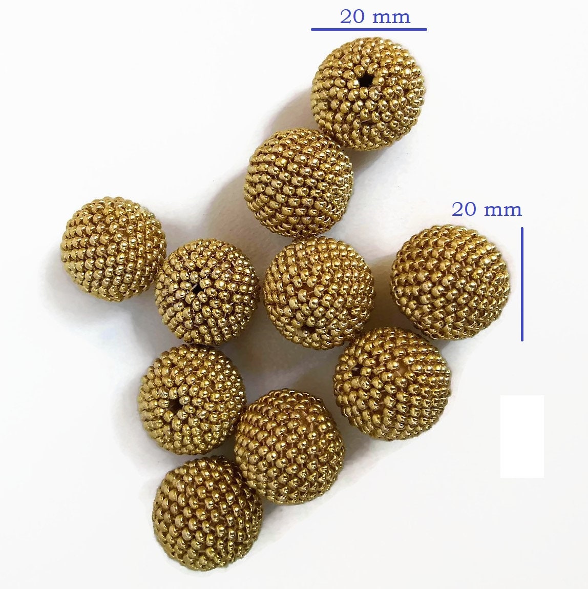 20 Mm Gold Beaded Beads for Jewelry Making Seed Beaded Balls Handwoven ...