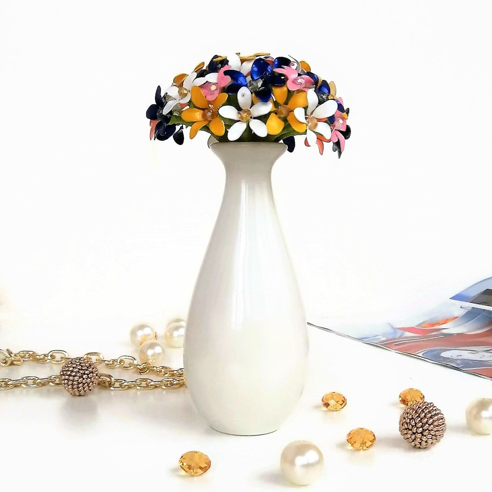 Miniature Floral Arrangement Vase Desk Decor Wedding Table - Etsy