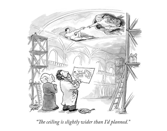 Signed Print of My Cartoon the Ceiling is Slightly Wider | Etsy UK