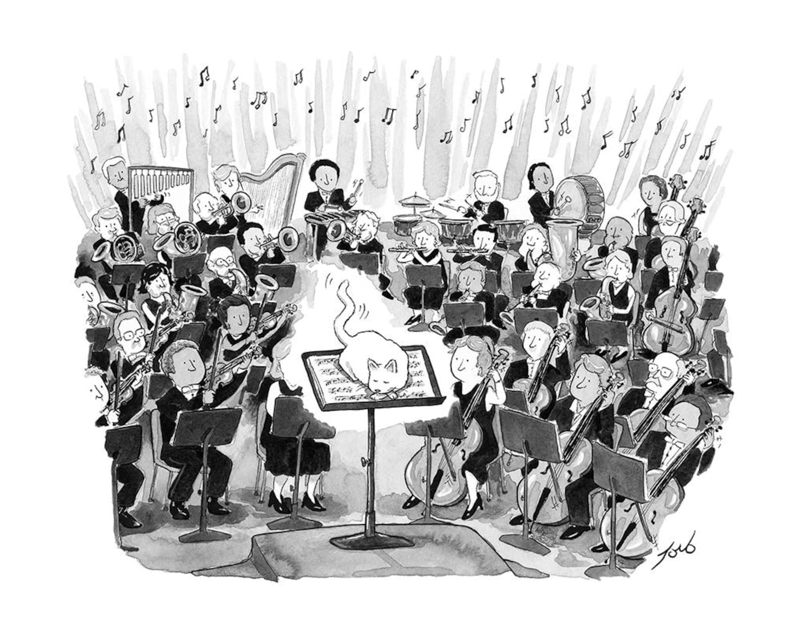 Signed Print of My Cartoon "cat Conductor" - Etsy