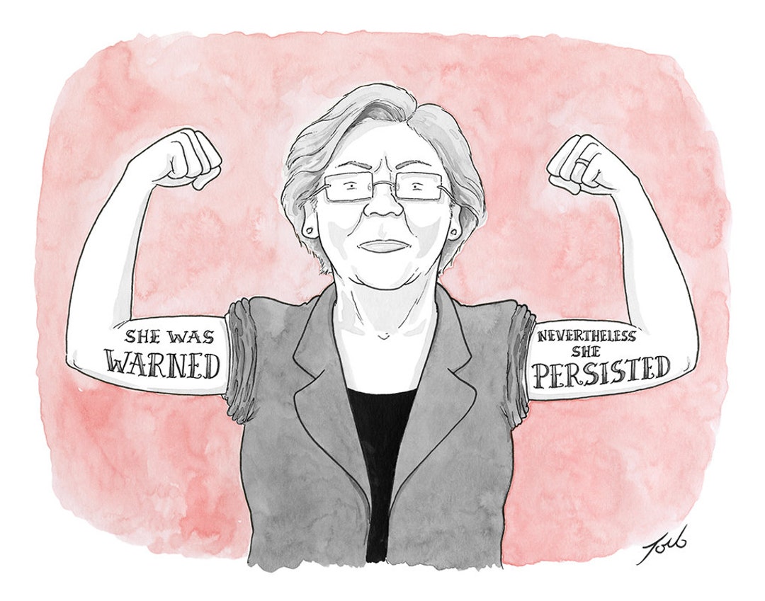 Print of New Yorker Cartoon "elizabeth Warren - She Persisted" - Etsy