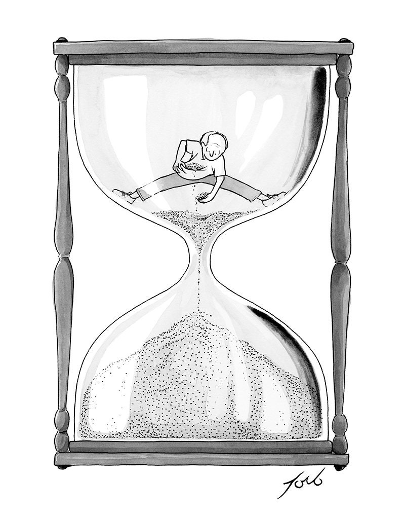 Print of My New Yorker Cartoon man in Hourglass - Etsy