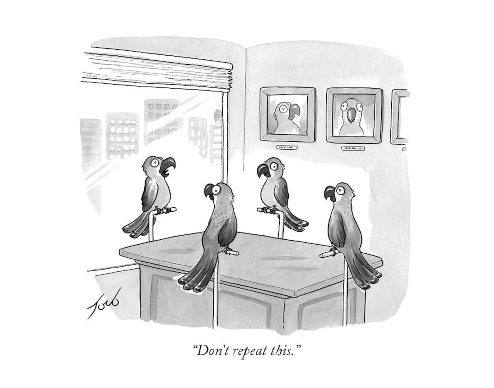 Signed Print of My New Yorker Cartoon "don't Repeat This" - Etsy