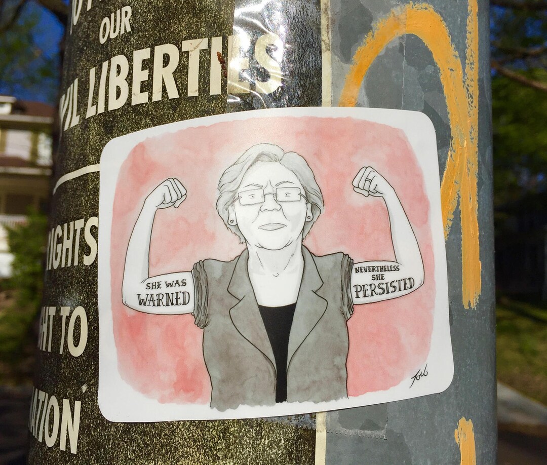 Sticker of New Yorker Cartoon "elizabeth Warren - She Persisted" - Etsy
