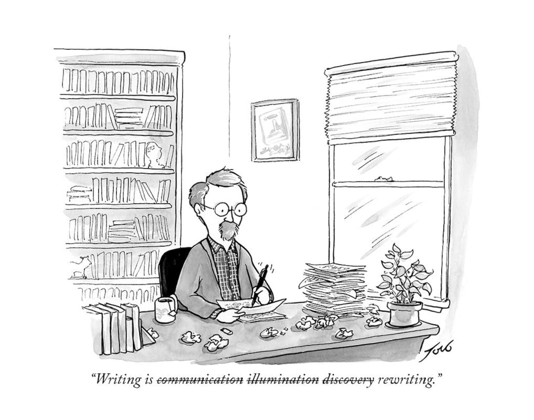 Signed Print of My Cartoon "writing is Rewriting" - Etsy