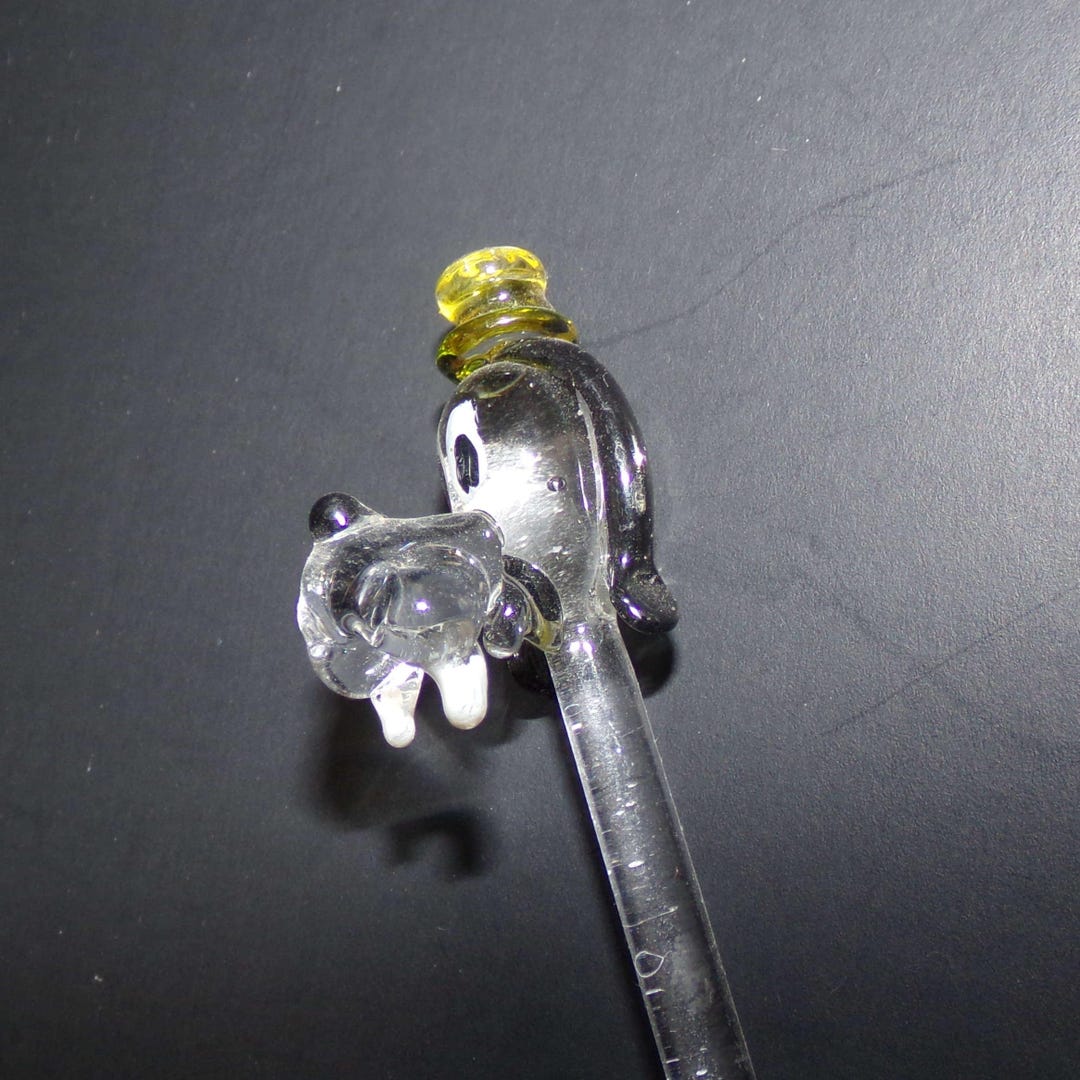 Disney Goofy Glass Cocktail Stirrer Yellow Hat on Head Drinks Mad Men ...