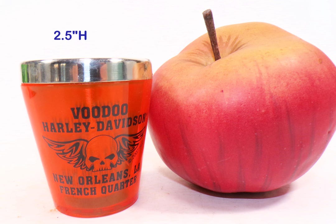 Shot Glass Vintage Harley-davidson Voodoo New Orleans LA Orange Plastic ...