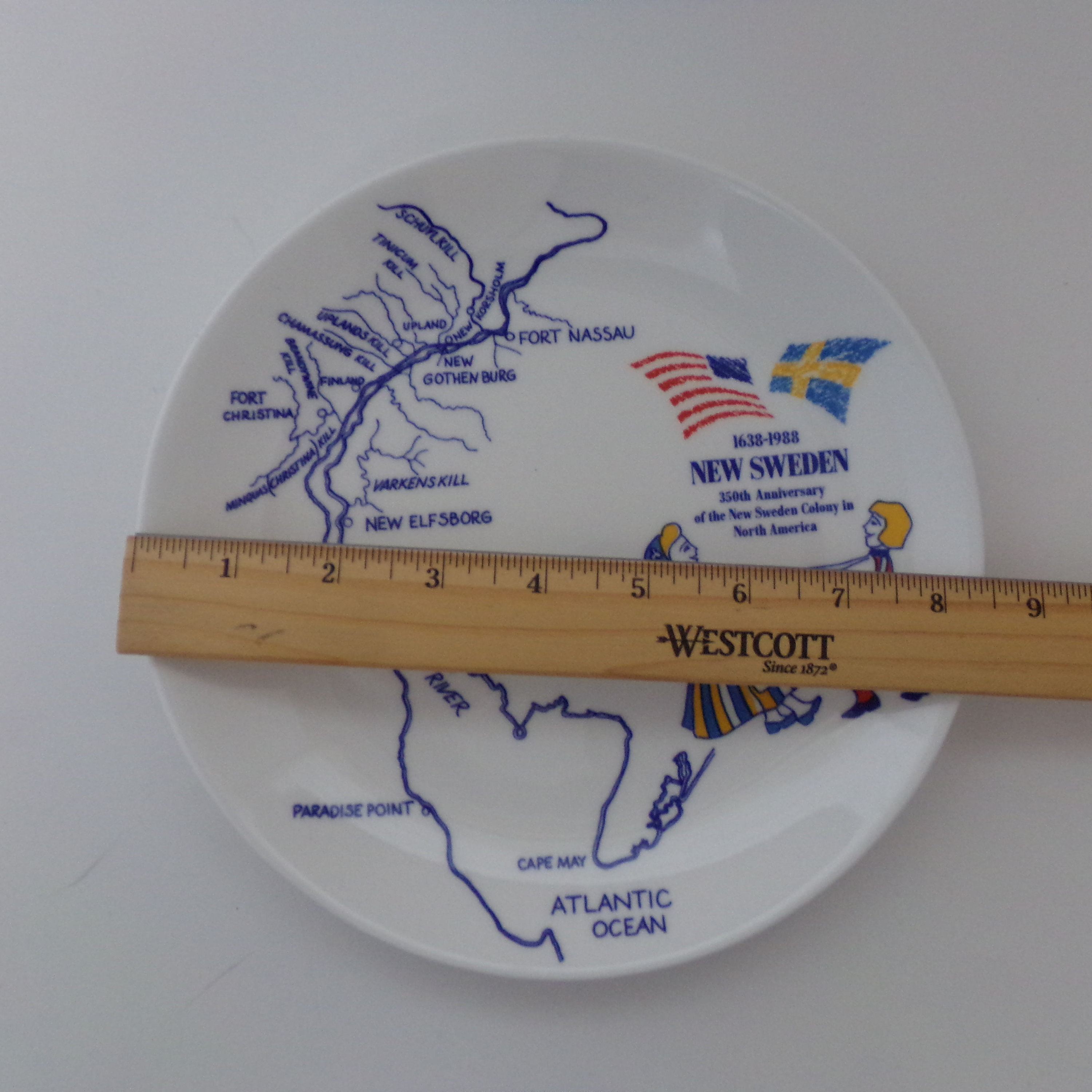 Plate Scandinavia Sweden Plate 8.5r Map Folk Dancers new Sweden 1638 ...