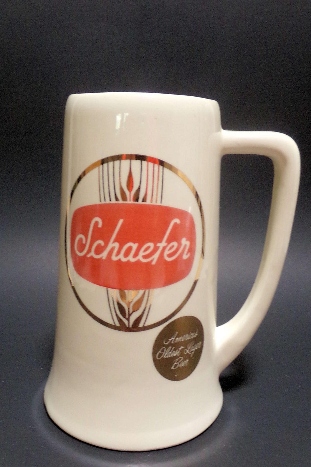 Schaefer Beer Mug Stein Beige Ceramic 6"t 16oz "america's Oldest Lager ...
