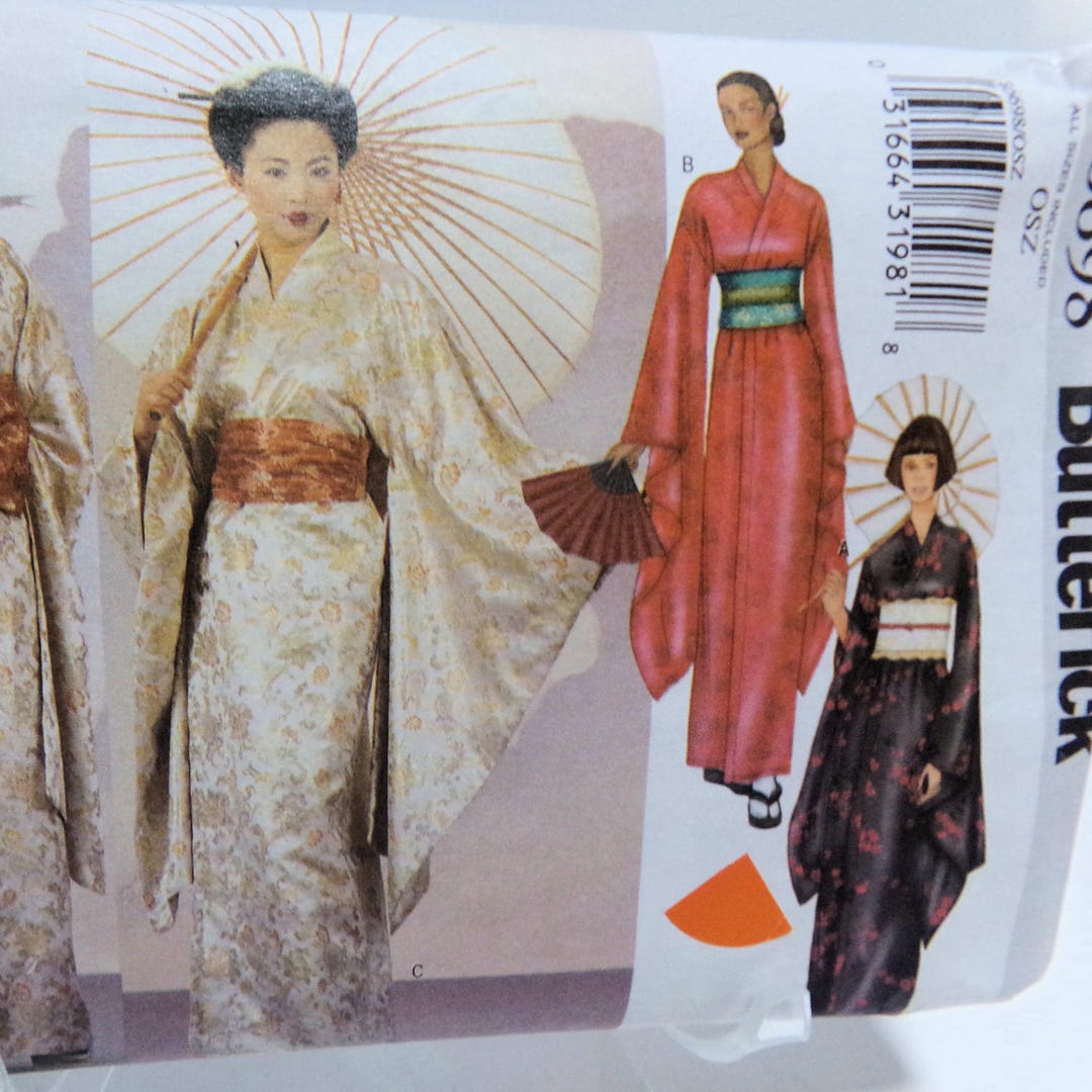 Sewing Butterick Pattern: Japanese Kimono Robe & Obi/sash Adult Woman ...
