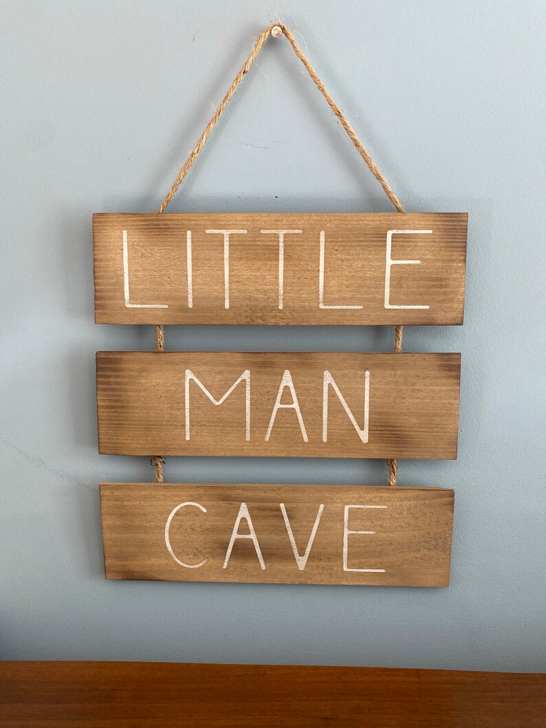 Rustic Little Man Cave Sign With Rope | Etsy