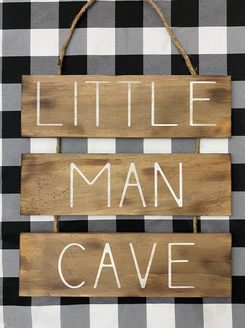 Rustic Little Man Cave Sign With Rope | Etsy