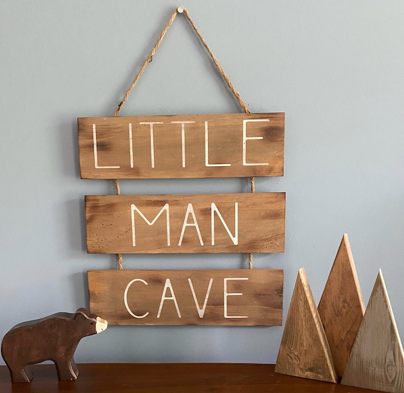 Rustic Little Man Cave Sign With Rope | Etsy