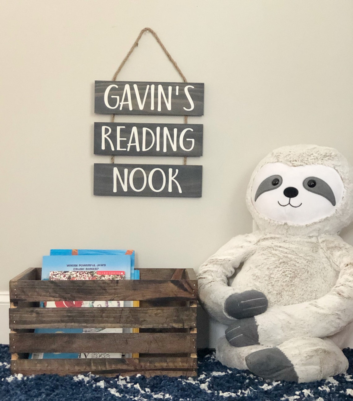 PERSONALIZED Reading Nook Sign with Rope | Etsy
