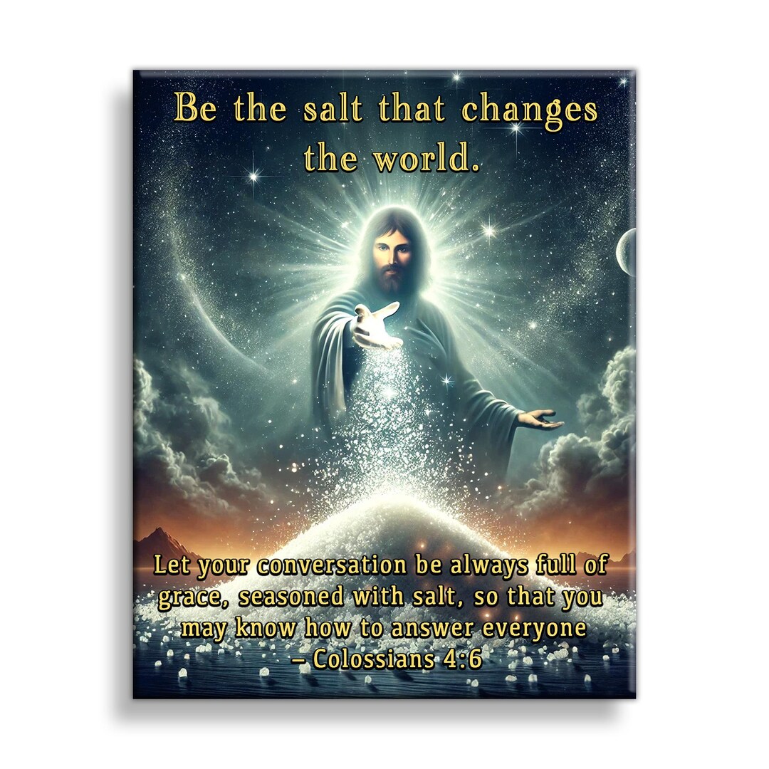 Christian Wall Art Sign – Jesus Sprinkling Salt of the Earth Canvas ...