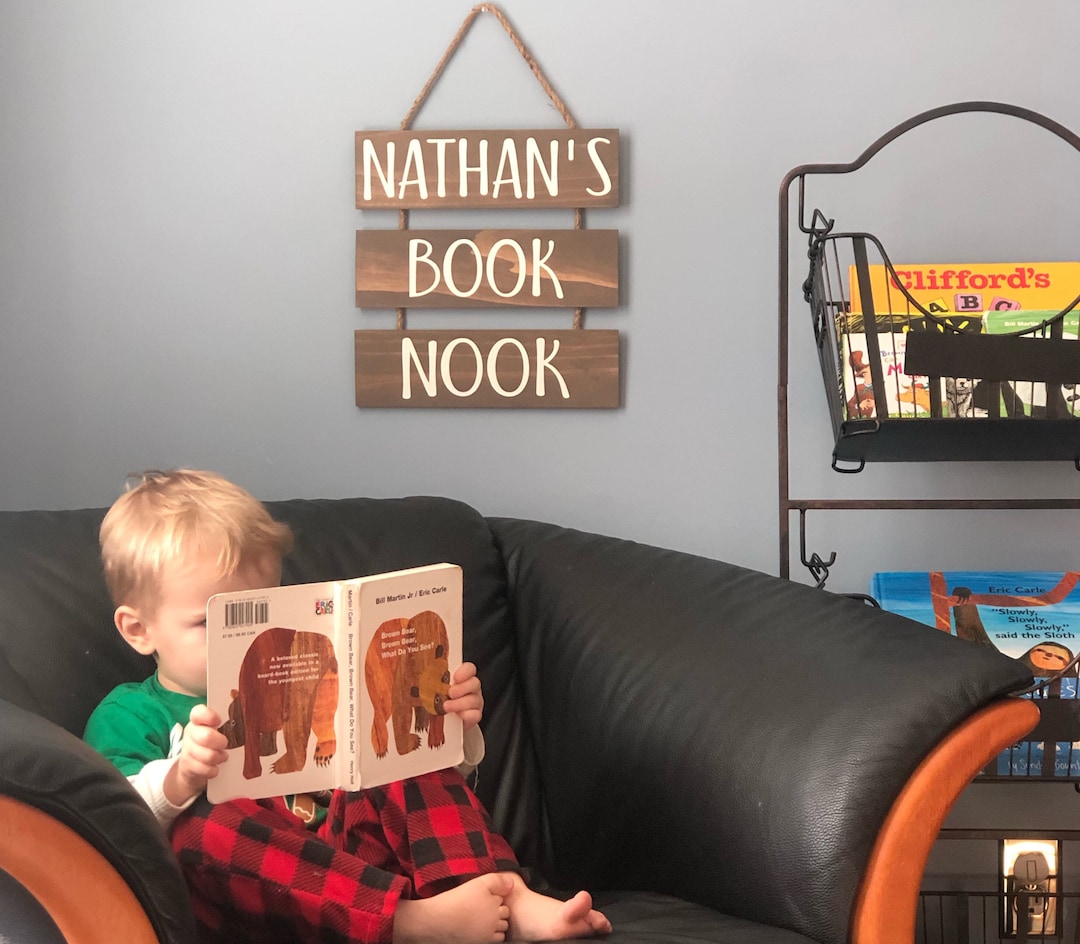 PERSONALIZED Book Nook Sign With Rope - Etsy