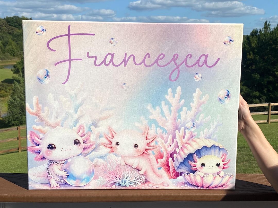 Personalized Axolotl Sign on Canvas With Cursive Font - Etsy