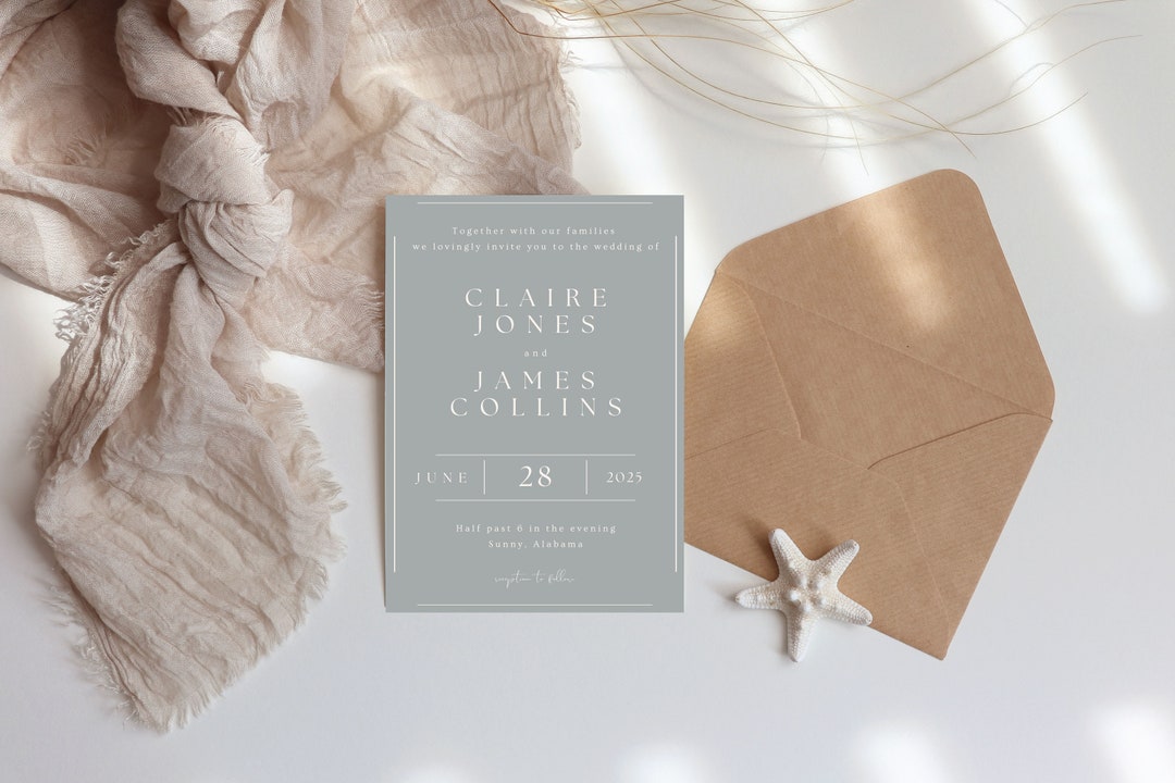 Wedding Invitation | Custom Invites | Simple Modern Wedding | Printed ...