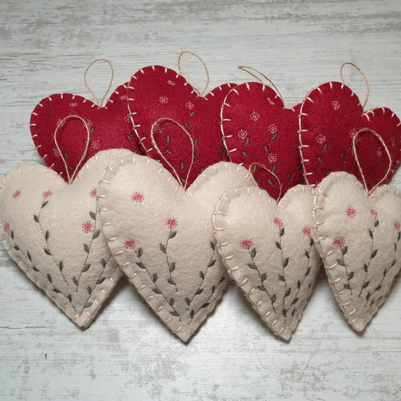 Red Felt Hearts - Etsy