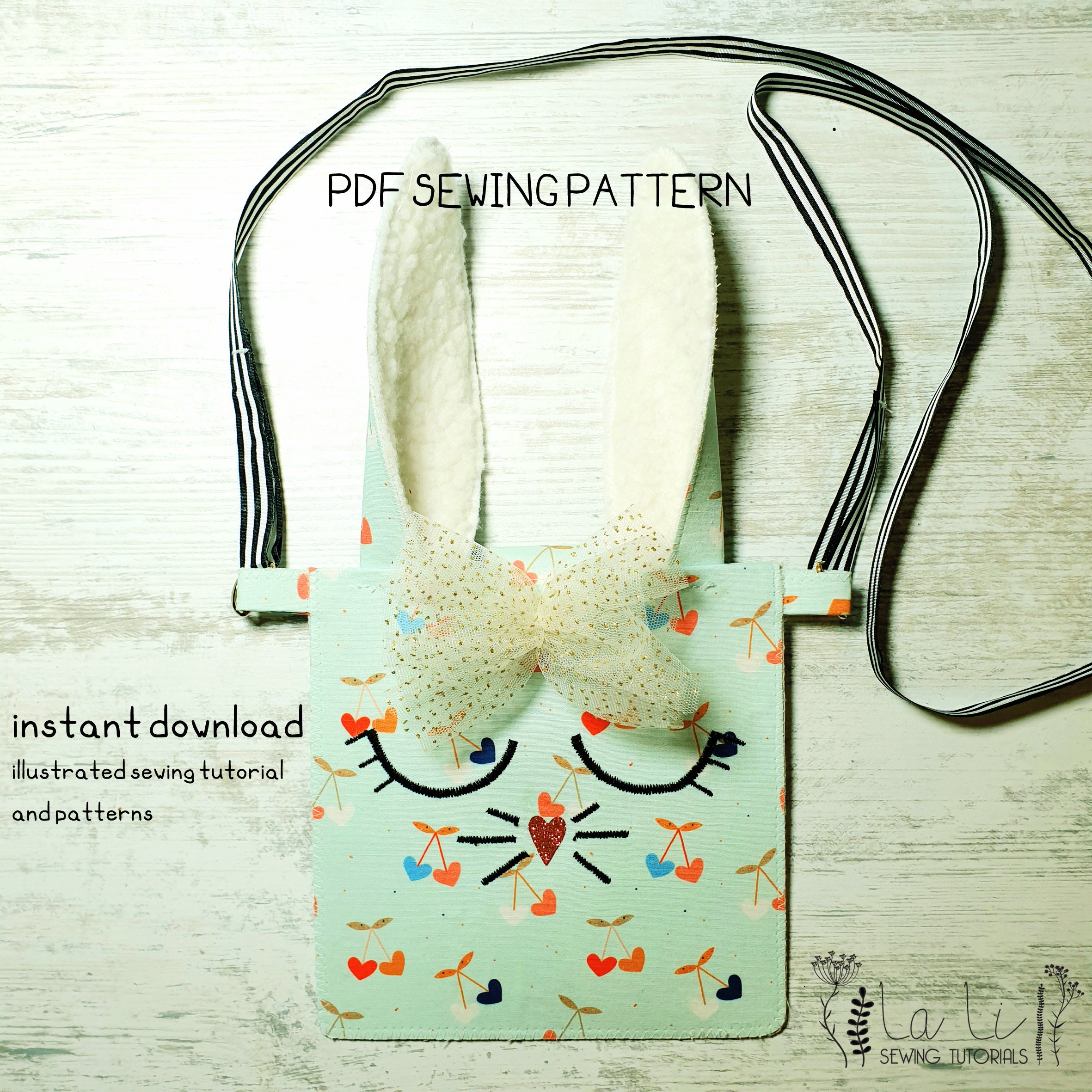 Sewing Tutorial and PDF Sewing Pattern Bag for Kids, Bunny Bag Pattern ...
