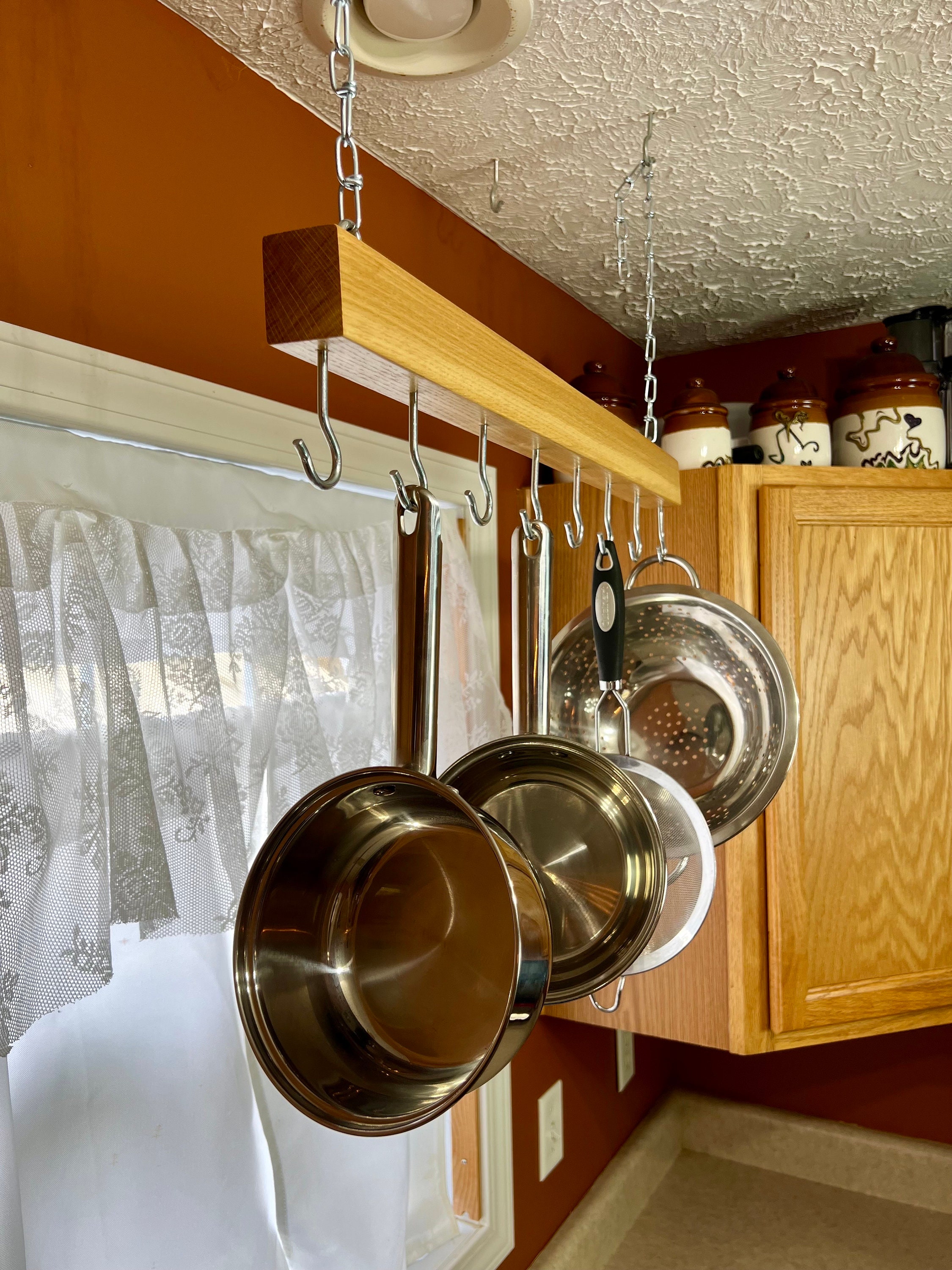 White Oak Ceiling Hanging Pot Rack/ Hanging Pot Rack/ Plant Hanger - Etsy