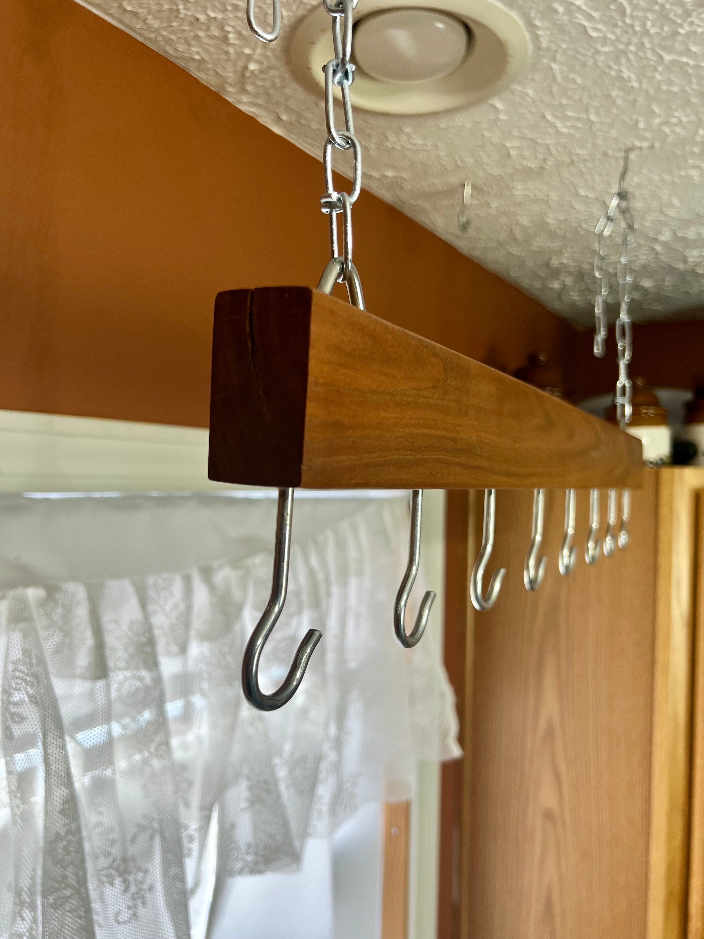 Cherry Wood, Ceiling Hanging Pot Rack/ Hanging Pot Rack/ Plant Hanger ...