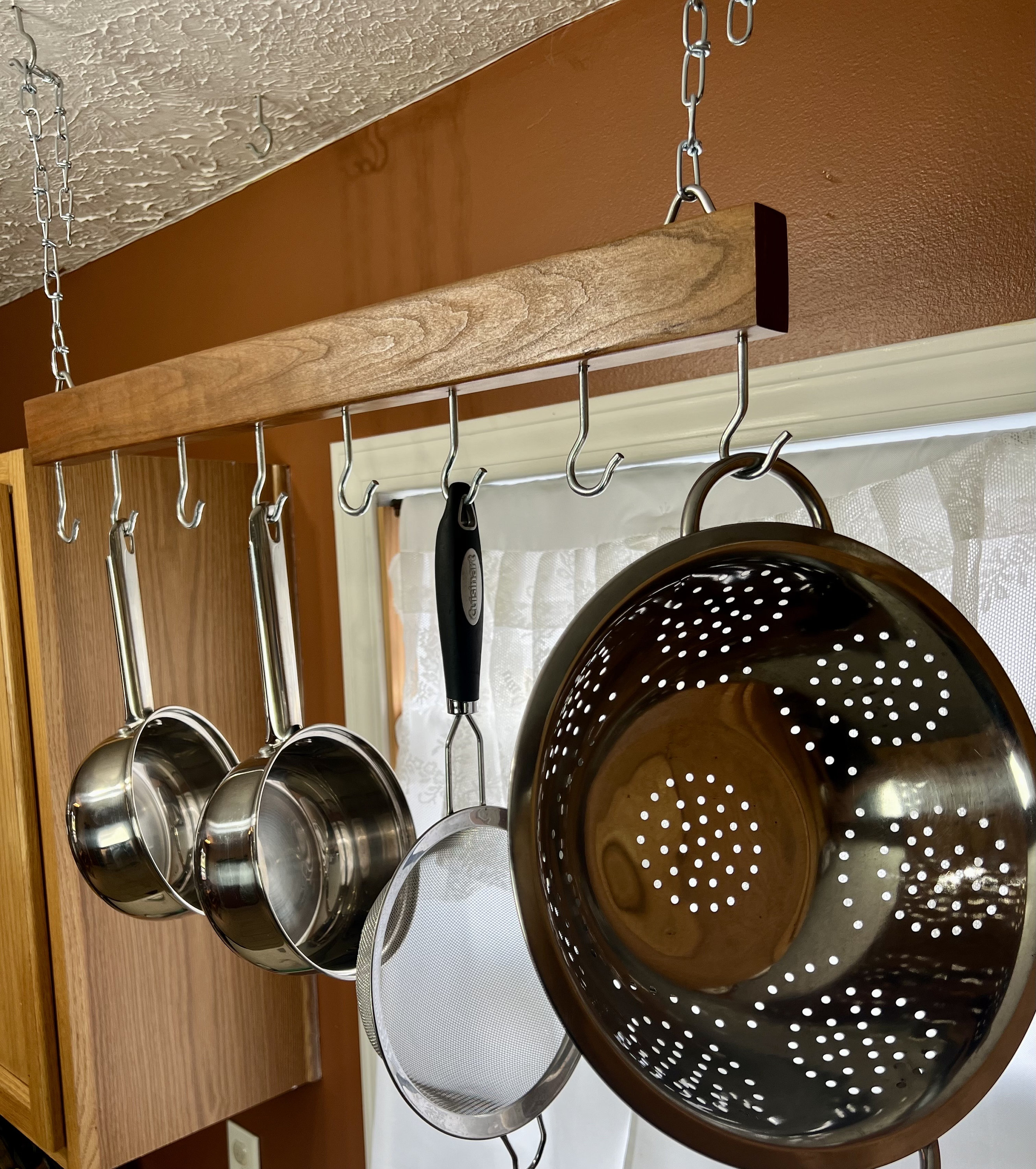 Cherry Wood, Ceiling Hanging Pot Rack/ Hanging Pot Rack/ Plant Hanger ...