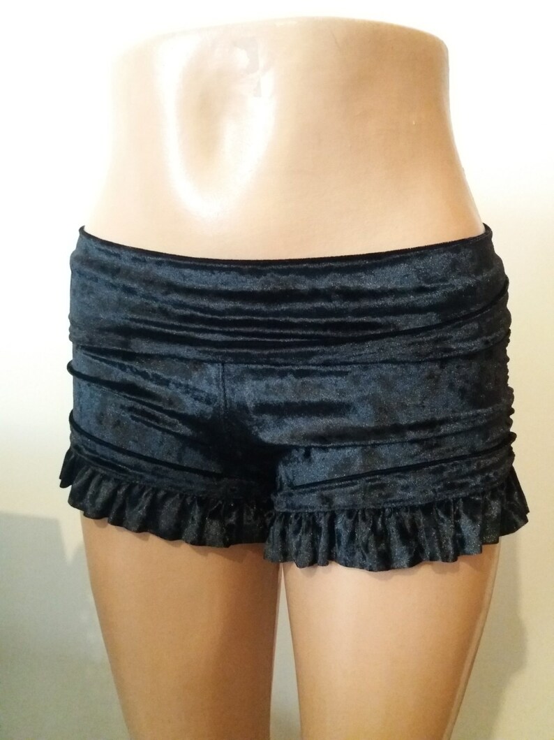 Black Crushed Velvet Ruffle Shorts/ Ruffle Shorts/ Womens - Etsy