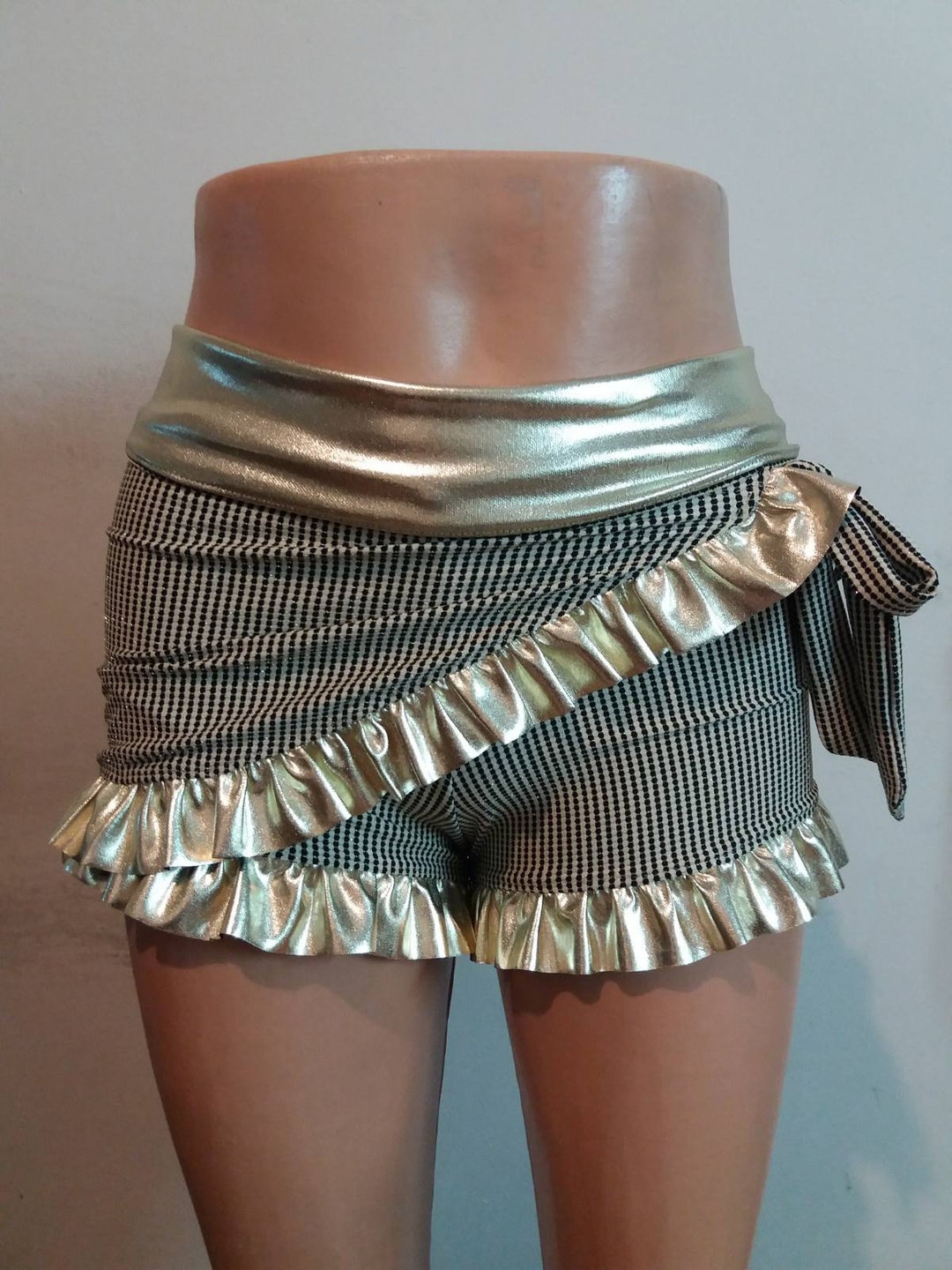 Sparkle Brown Beige Ruffle Shorts/ Golden Ruffle/ Booty Shorts/ Plus ...