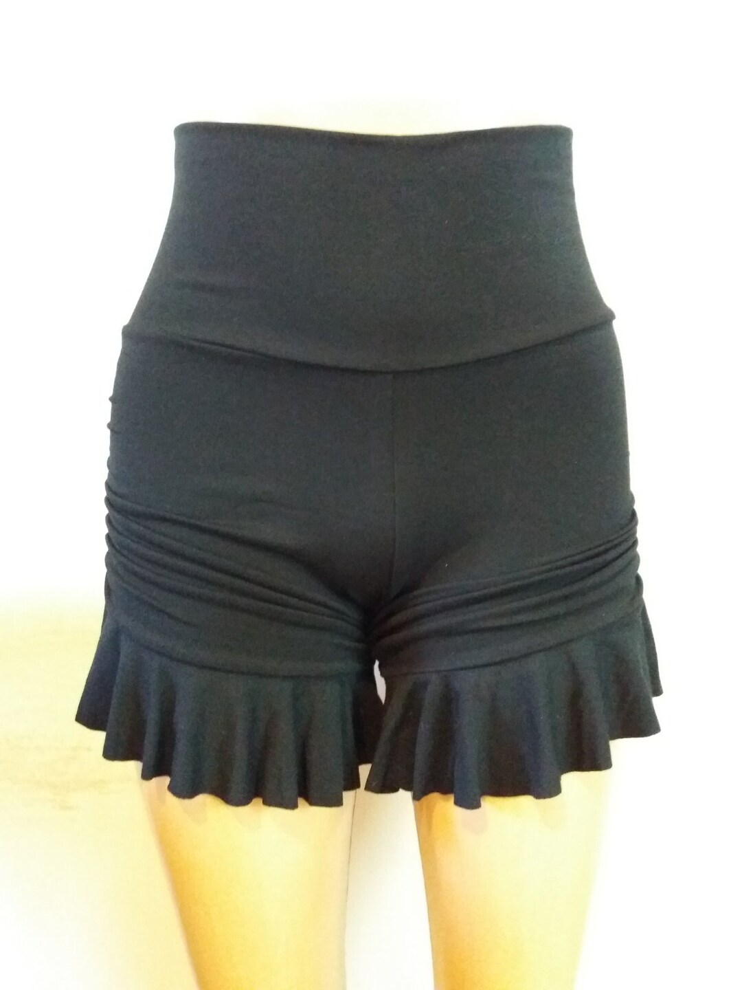 Black Cotton Scrunchie Ruffle Shorts/ Black Cotton Ruffle Shorts ...
