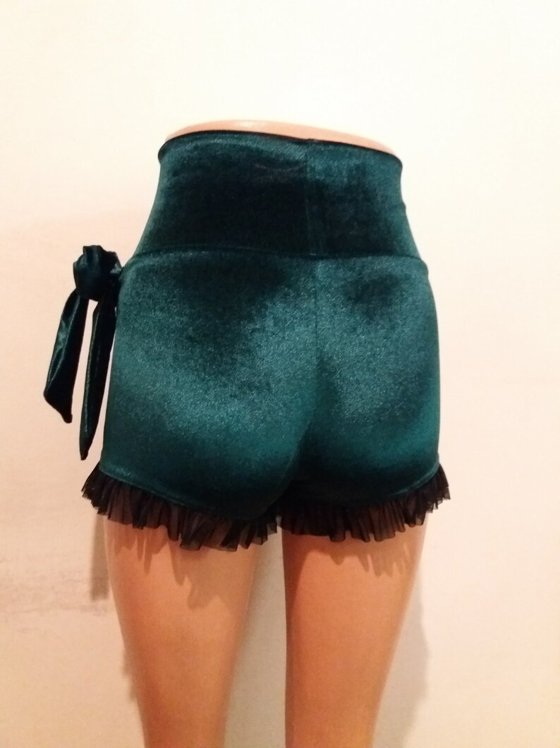 Green Velvet Ruffle Shorts/ Velvet Shorts/ Booty Shorts/ | Etsy