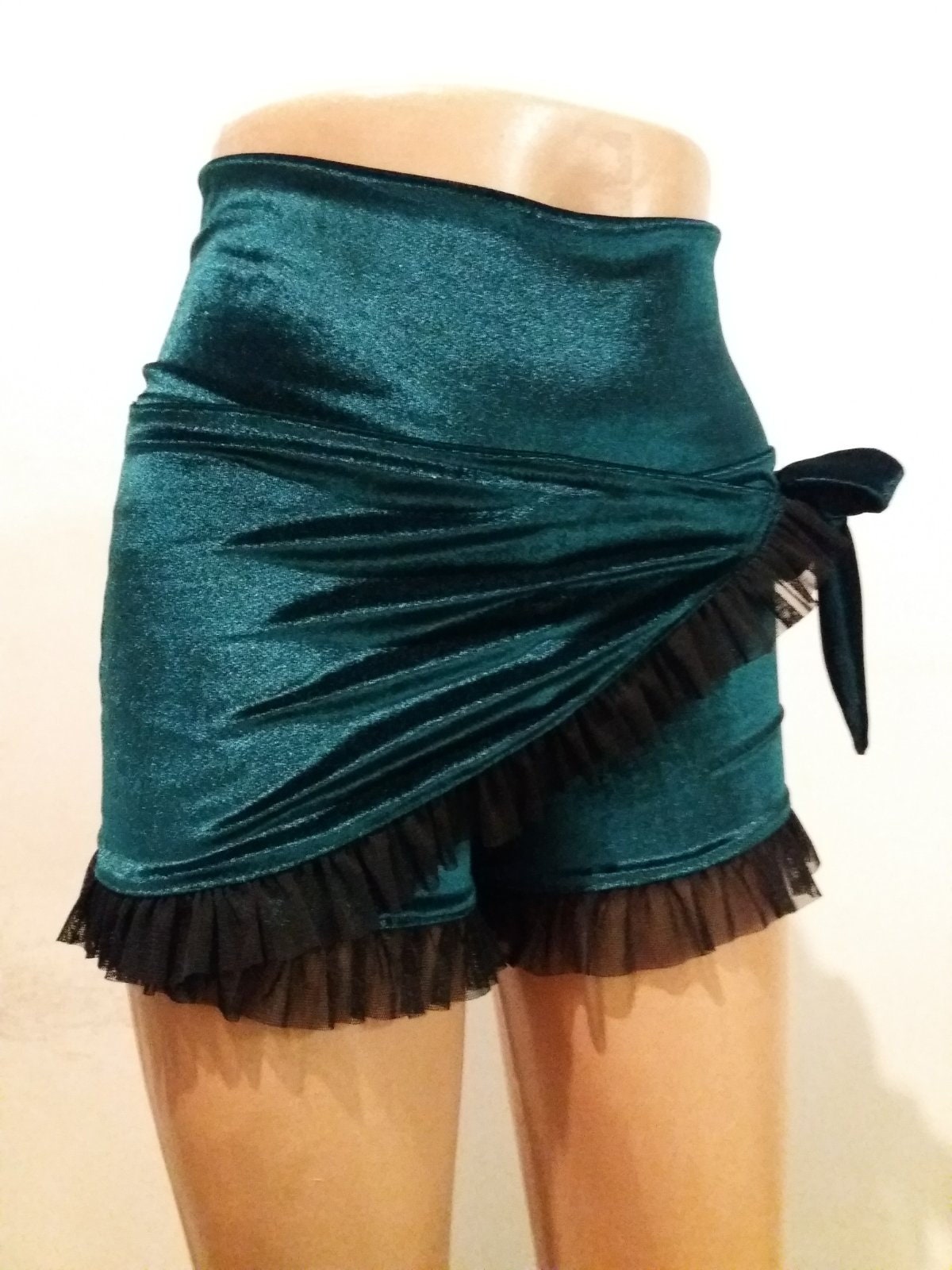 Green Velvet Ruffle Shorts/ Velvet Shorts/ Booty Shorts/ | Etsy