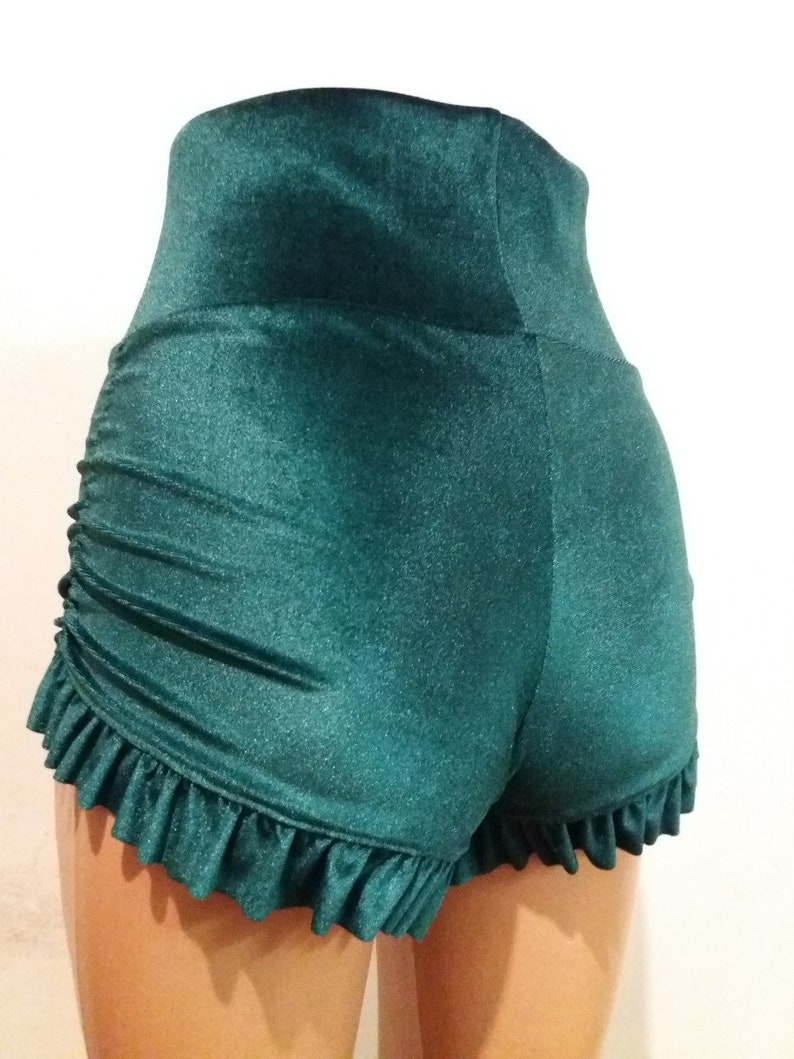 Green Velvet Ruffle Shorts/ Ruffle Shorts/ Womens Shorts/ - Etsy